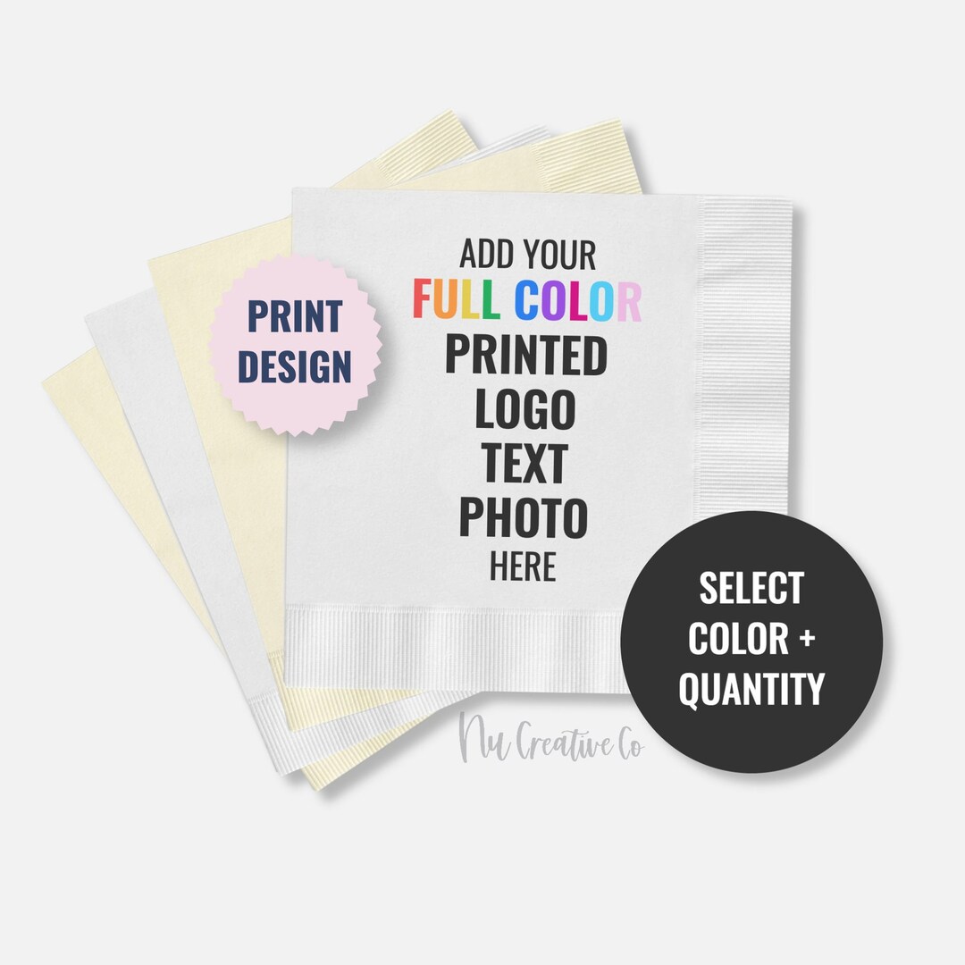 Custom Lunch Napkin COINED Printed Logo Image Text Photo Full Color ...