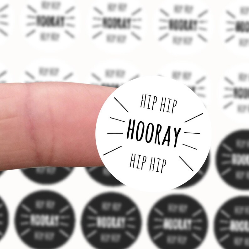 Hip Hip Hooray sticker Happy Label choose the size and | Etsy