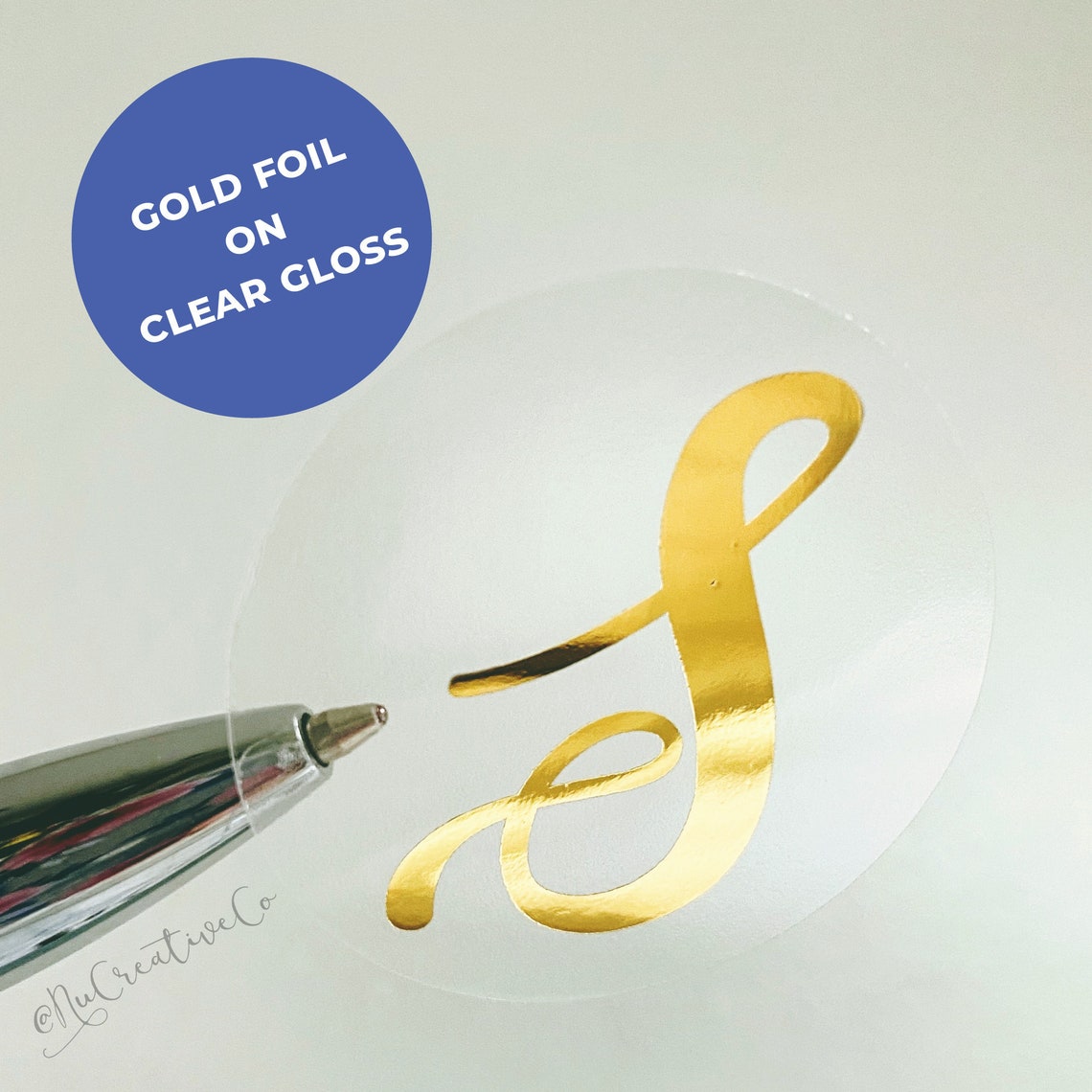 GOLD FOIL Initial Stickers Clear Gloss Gold Monogram Labels ...