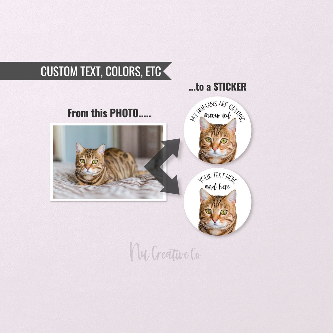 Cat Pet Custom Sticker, Kitten Label, Custom Cat Sticker, Wedding Event ...