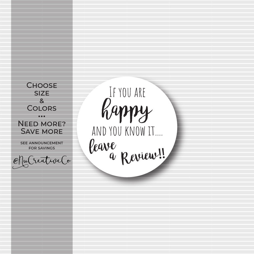 Review Stickers Leave a Review Sticker Happy Sticker Seller - Etsy