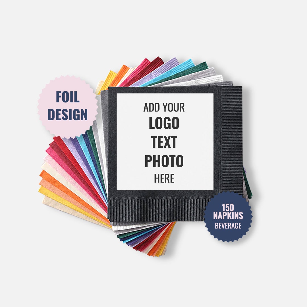 Custom Napkin Logo Image Text Photo Foil Personalized Wedding - Etsy