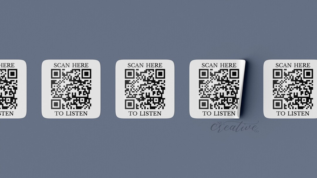Scan Here to Listen QR Code Sticker, Music Link, Music URL, Scan Label ...