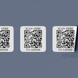 Scan Here to Listen QR Code Sticker, Music Link, Music URL, Scan Label ...