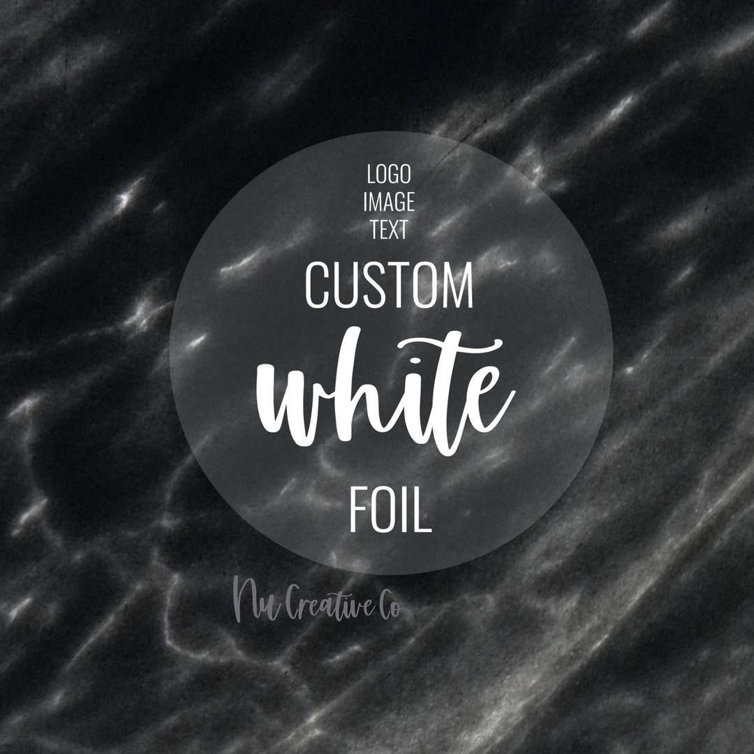 Custom WHITE Foil Sticker Image Logo Text Clear Gloss Stickers, Round ...