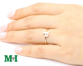 Signet Gold Script Rings10K Ring14K Solid Gold RingInitial | Etsy