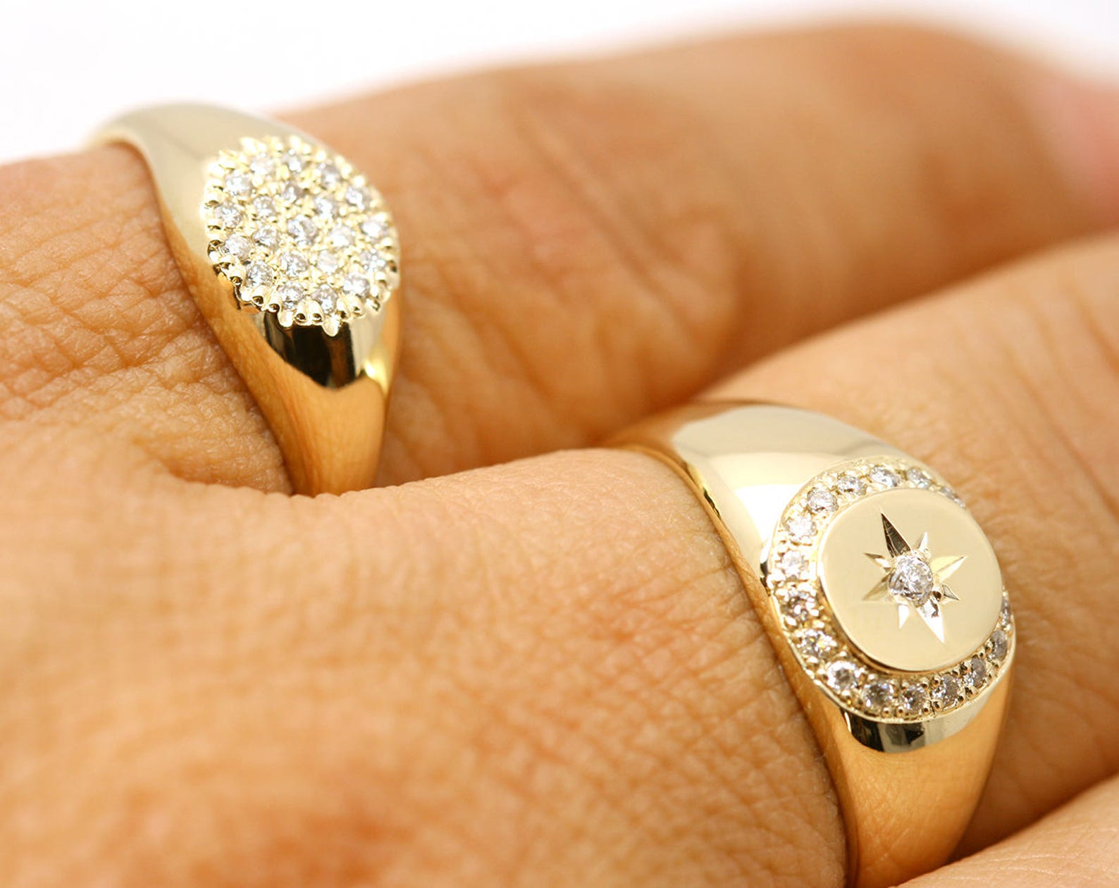 Signet Ring with diamonds Personalize your Ring with your | Etsy