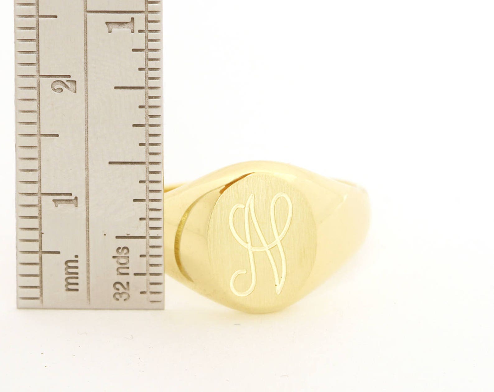 Signet Gold Script Rings10k Ring14k Solid Gold Ringinitial - Etsy