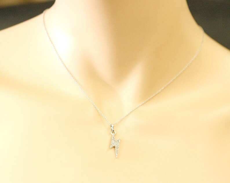 Lightning Diamond Necklace14k Gold Diamond Necklacenatural | Etsy