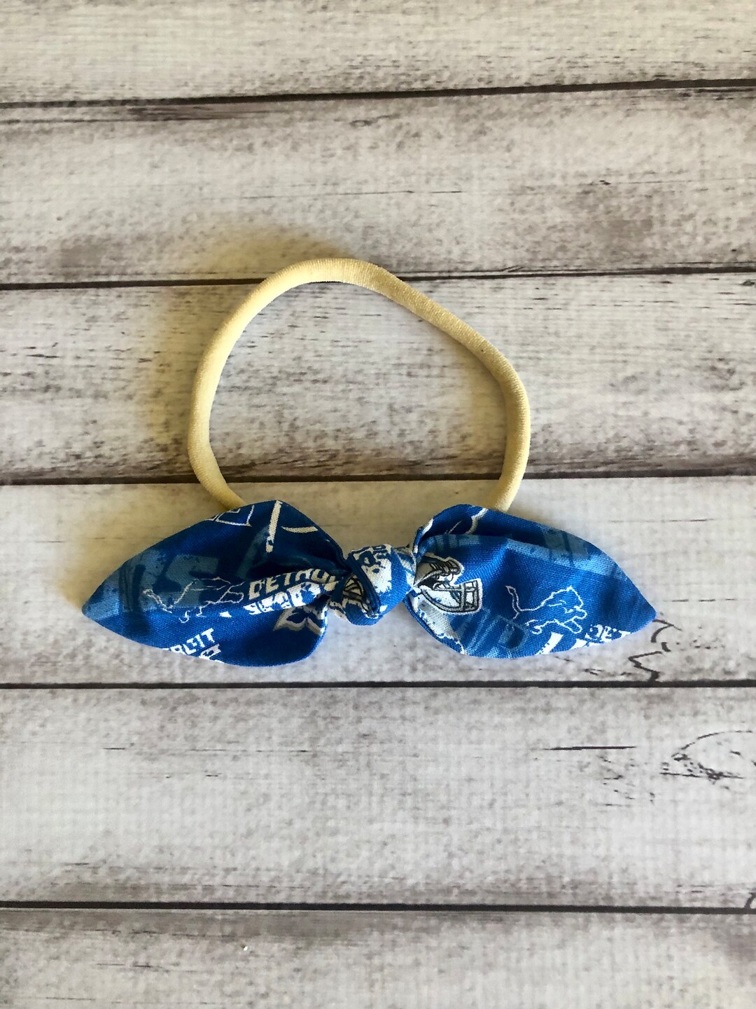 Detroit Lions Football Elastic Nylon Stretch Knot Bow One Size Headband ...