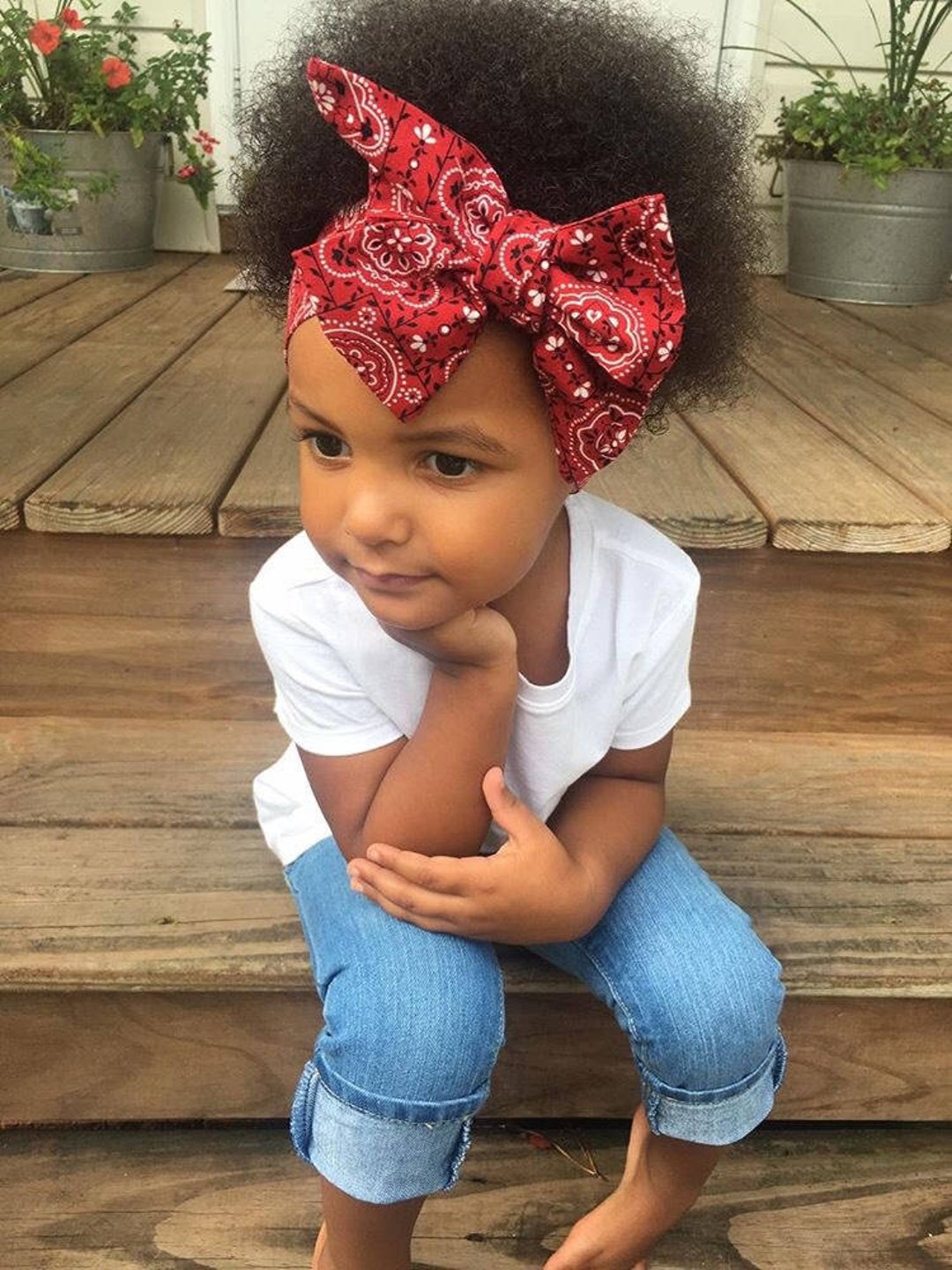 Red Bandanna Headband Bloomer Bandana Toddler Bows Big Bow Infant ...