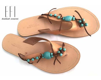 Turquoise Sandals - Etsy