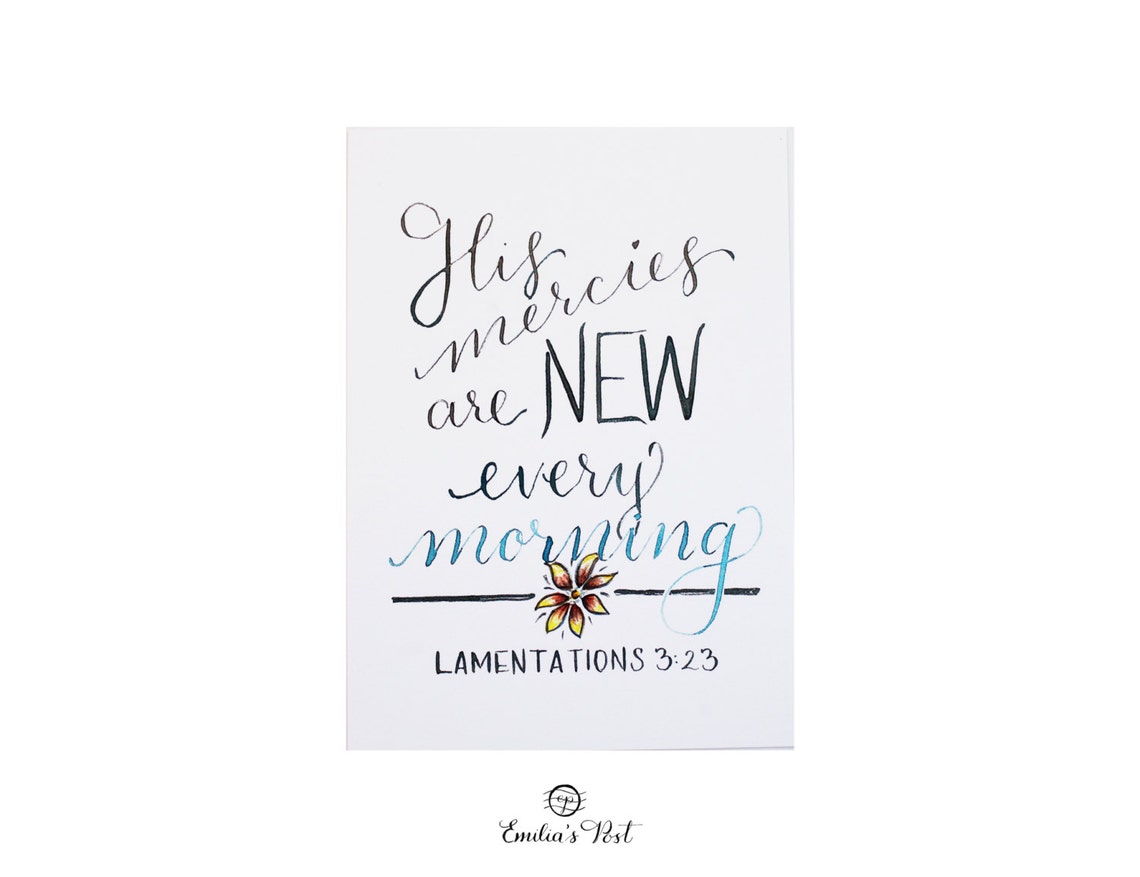 His Mercies Are New Every Morning, Lamentations, Scripture Art Print ...