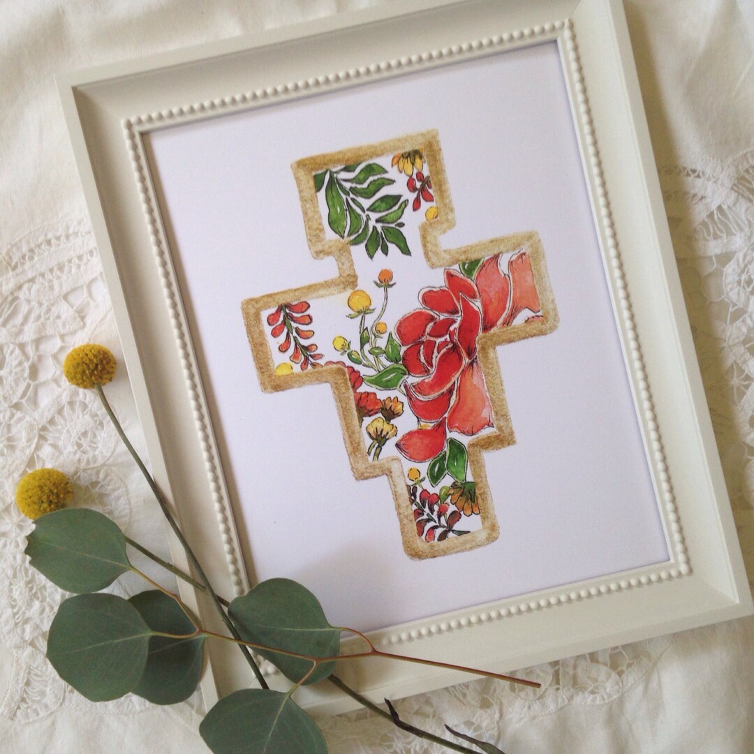 Florentine Floral Illustrated Cross Print (without Text), Orthodox ...