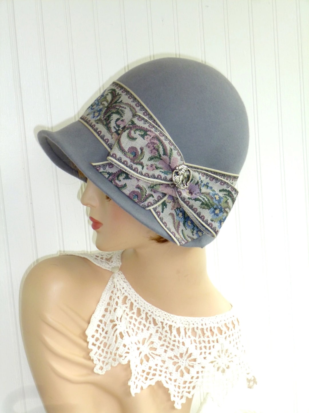 Custom 1920's Flapper Cloche, Brocade- Downton Abbey Hat, Miss Fisher ...