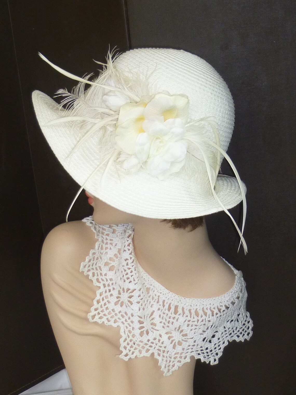 1920's Inspired Cotton Straw Cloche W/ Wide Brim Gatsby - Etsy