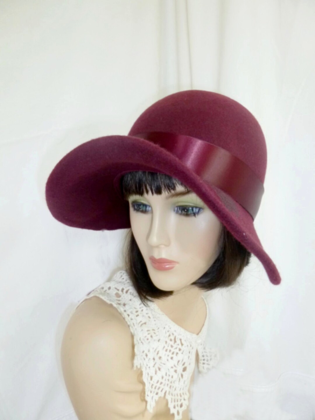 Miss Fisher Wide Brim Custom 1920's Flapper Cloche, Feather Fascinator ...