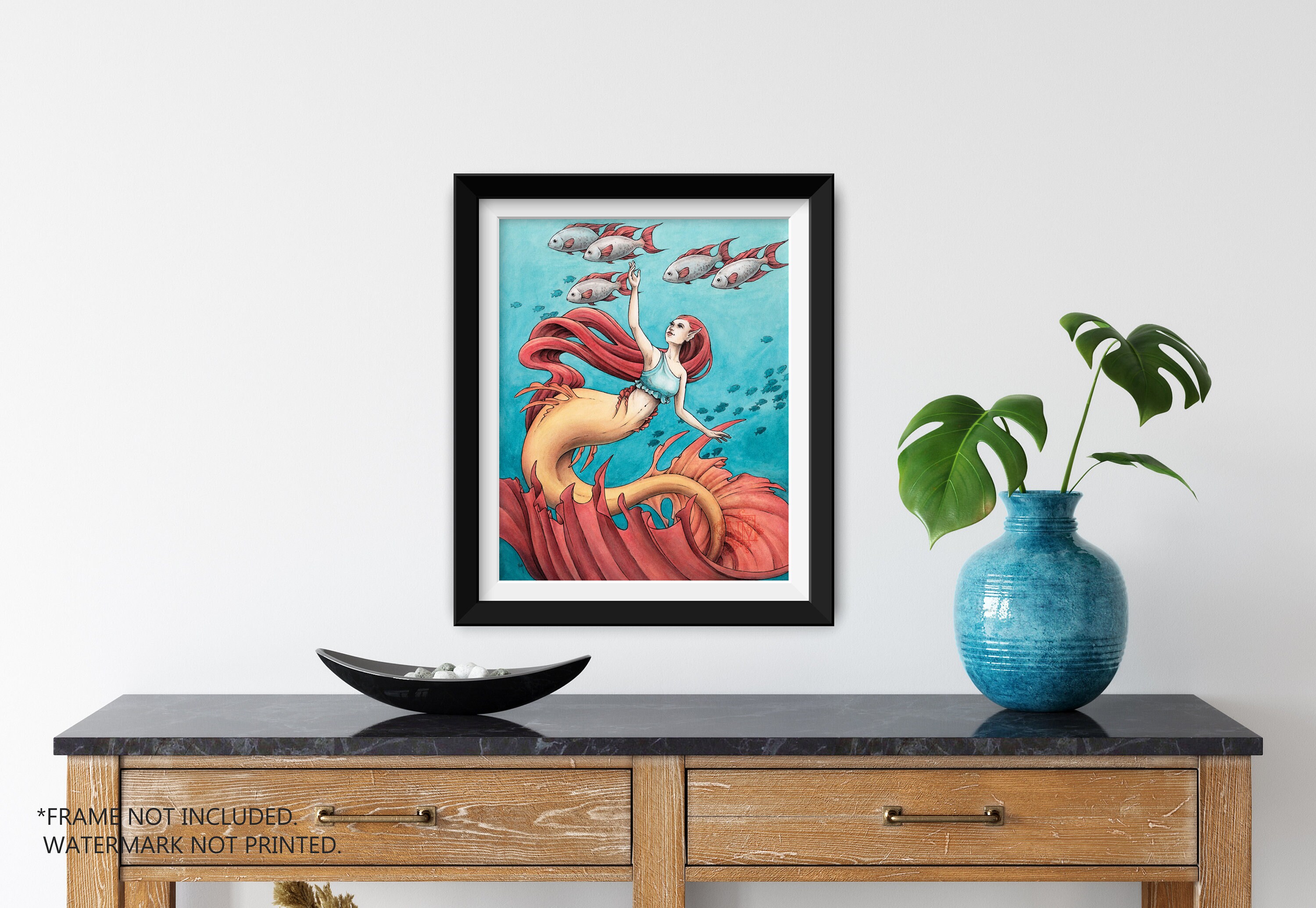 Mermaid Fantasy Art Print - Golden Mermaid - Etsy