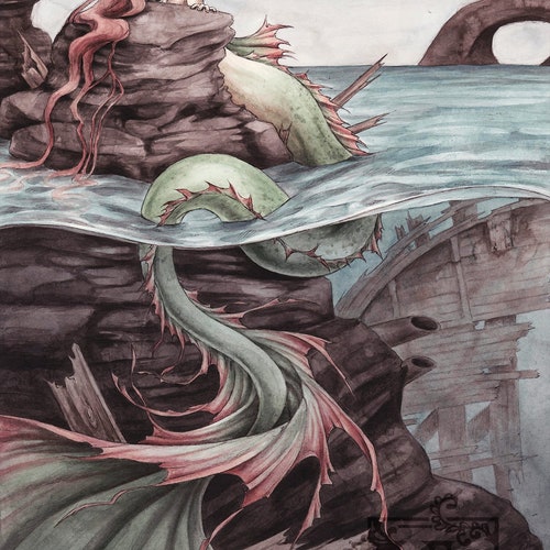 Art PRINT Evil Sea Witch Octopus Mermaid Ocean Dark Macabre - Etsy