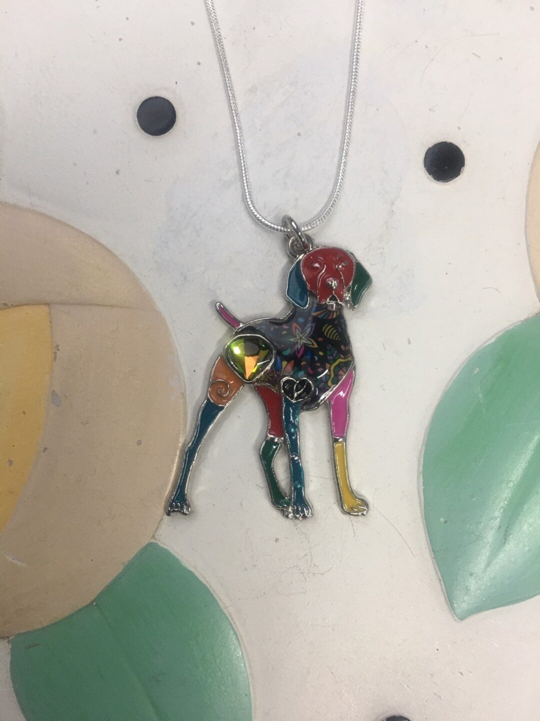 Pointer Enamel Charm Necklace - FREE SHIPPING - Etsy