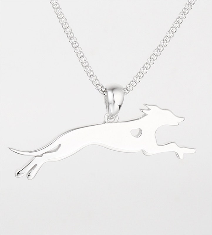 Whippet Sterling Silver Charm Necklace - FREE SHIPPING - Etsy