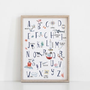 Educational Ocean Wall Print Set of 3, Whales & Sharks Nautical ...