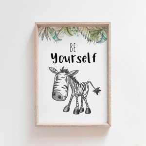 Jungle Safari Zoo Animals Nursery Art Decor, Set of 4, Lion, Giraffe ...