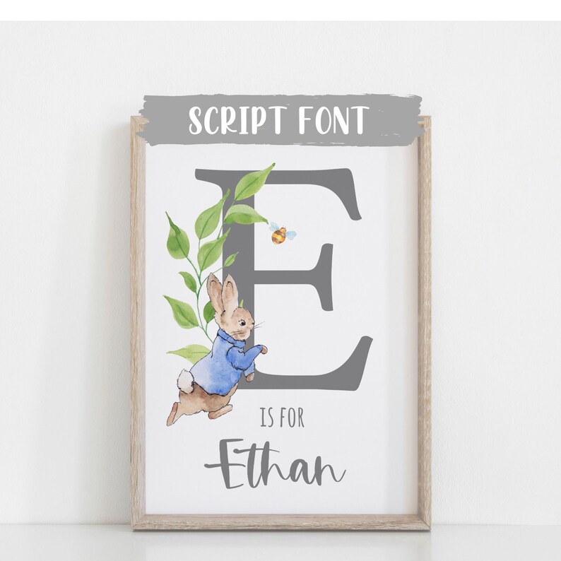 Custom Personalised Name Peter Rabbit Print Set I Blue Beatrix Potter ...