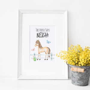 Farm Yard Horse Nursery Print, the Horse Says Neigh, Wall Art Baby ...