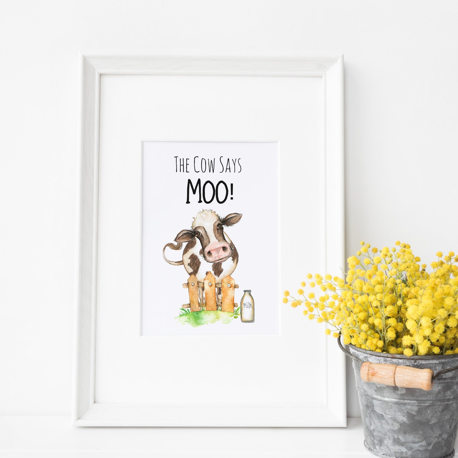 Farm Yard Cow Nursery Print, the Cow Says Moo Wall Art Baby Nursery ...