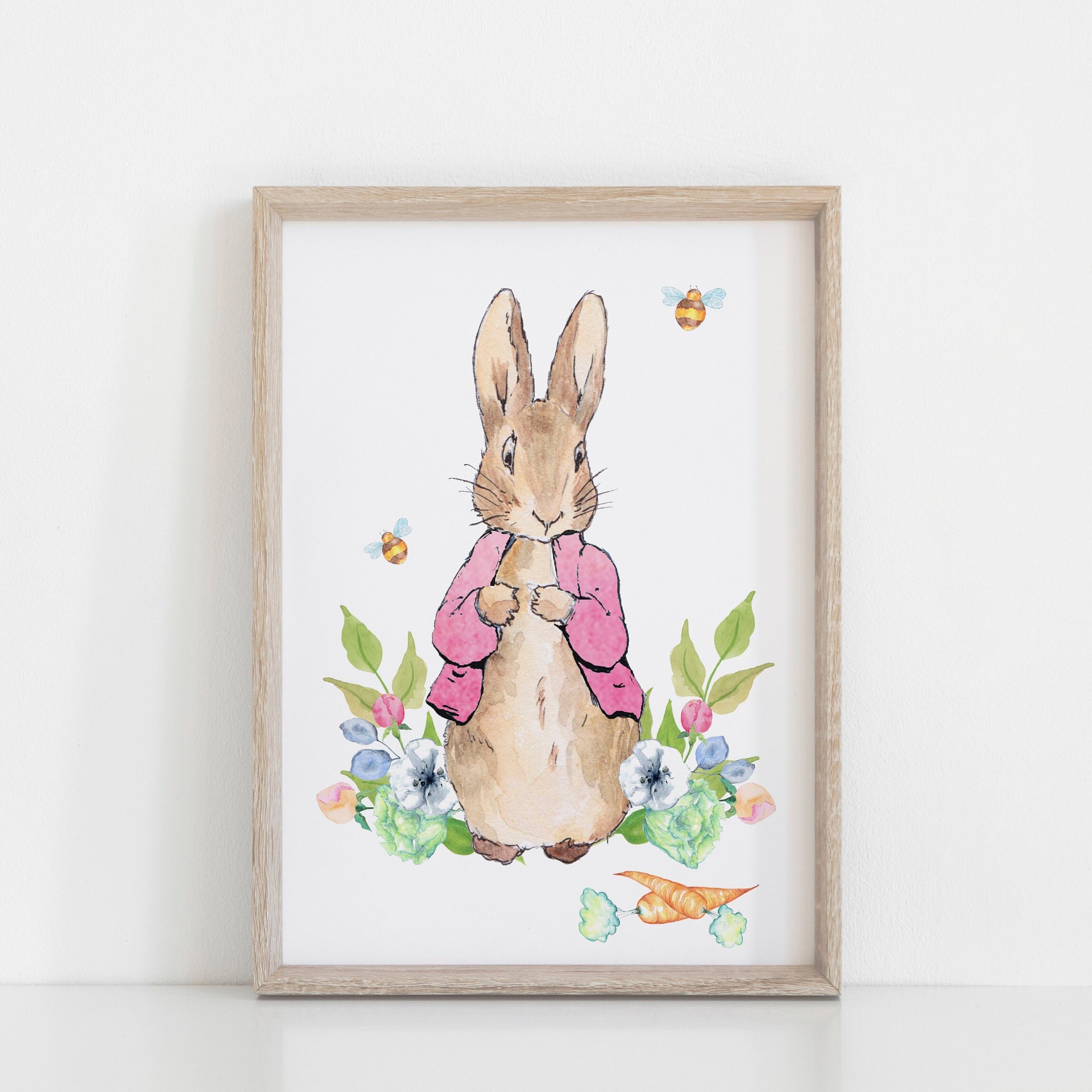 Custom Personalised Name Peter Rabbit Print Set Pink Grey | Etsy