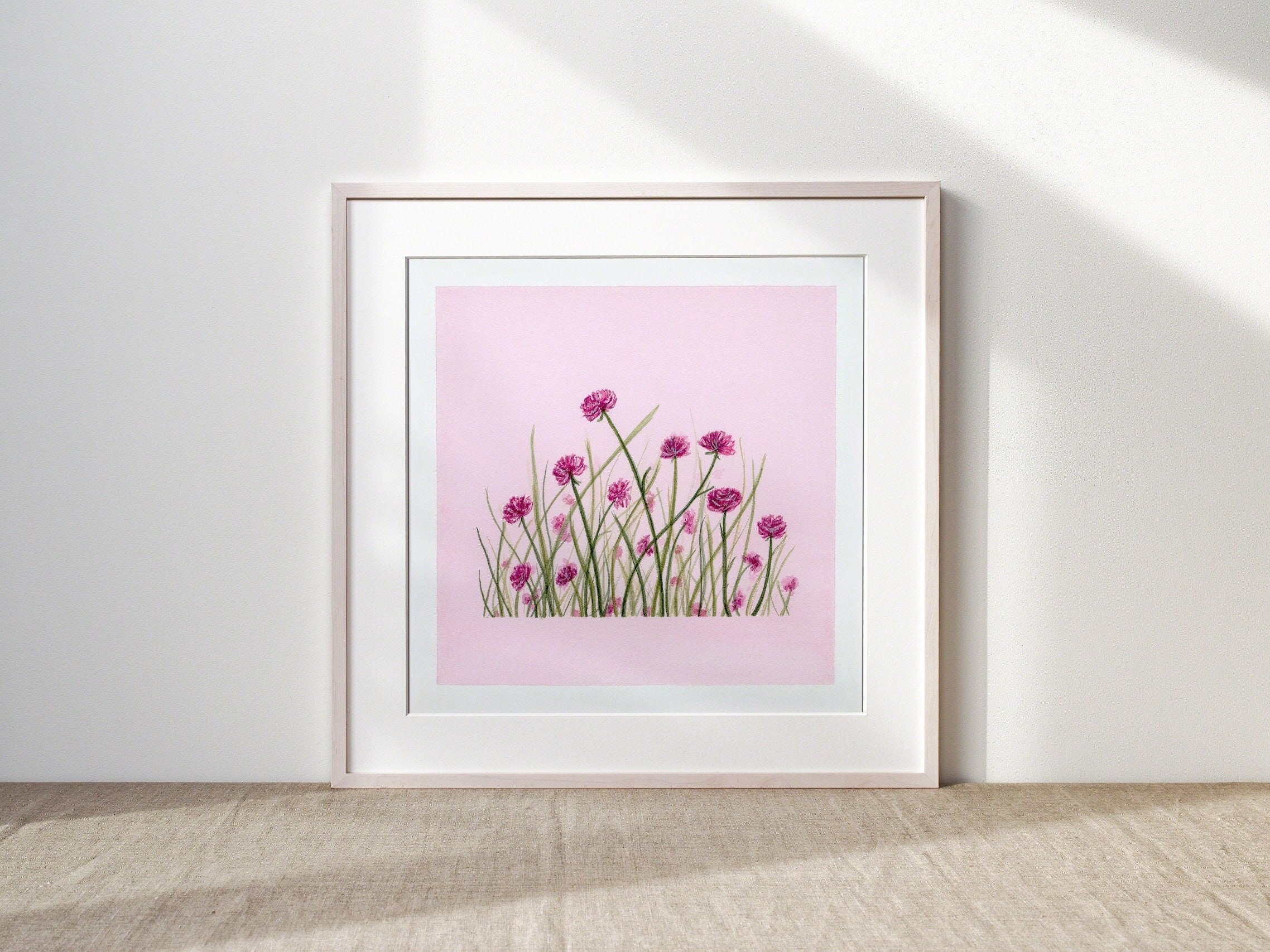 Pink Peony Print, 6x6, 8x8, 10x10, 12x12, Giclee Print, Watercolor ...