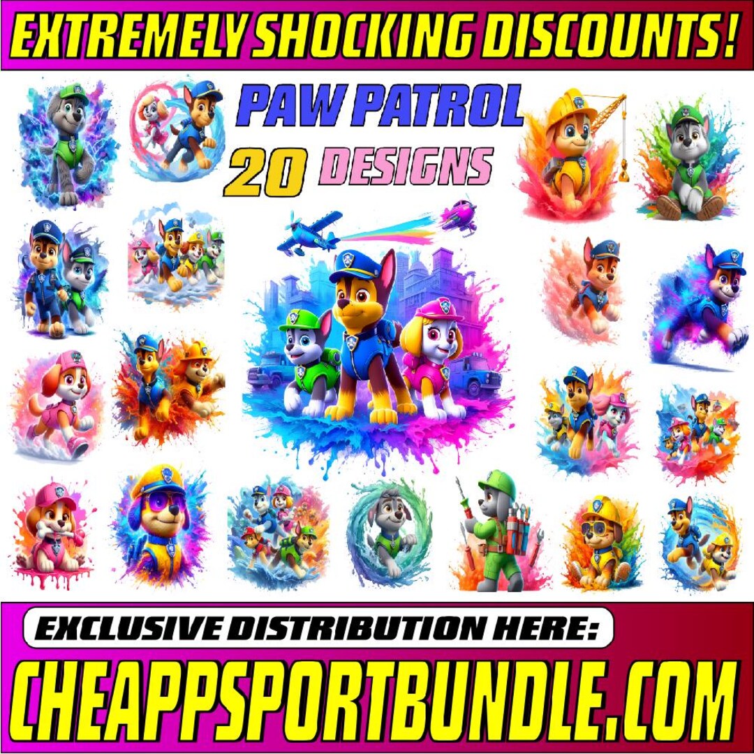20 Paw Patrol Splash and Watercolor PNG Bundle, Dog Watercolor Png ...