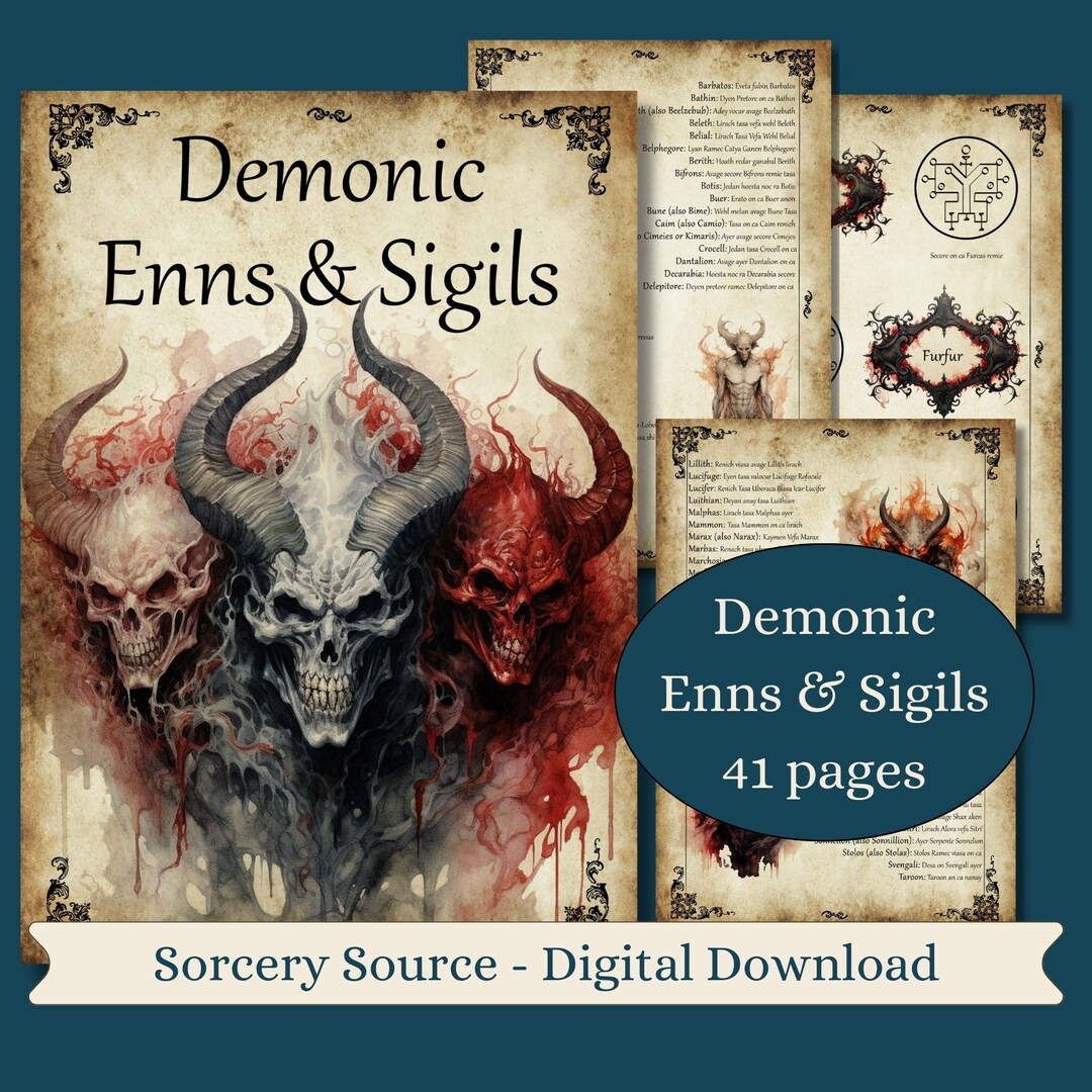 Demonic Enns & Sigils Book of Shadows Grimoire Pages, Demonolatry BOS ...