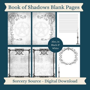 6 Blank Pages for Your Book of Shadows Pages, Grimoire Pages, Witch ...