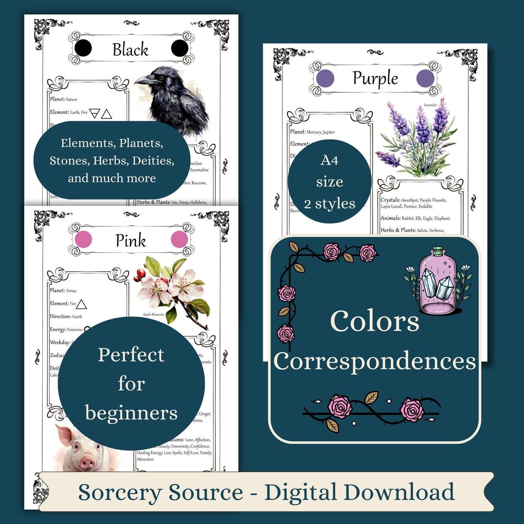 Colors Correspondences, Colors in Magic, Book of Shadows Grimoire Pages ...