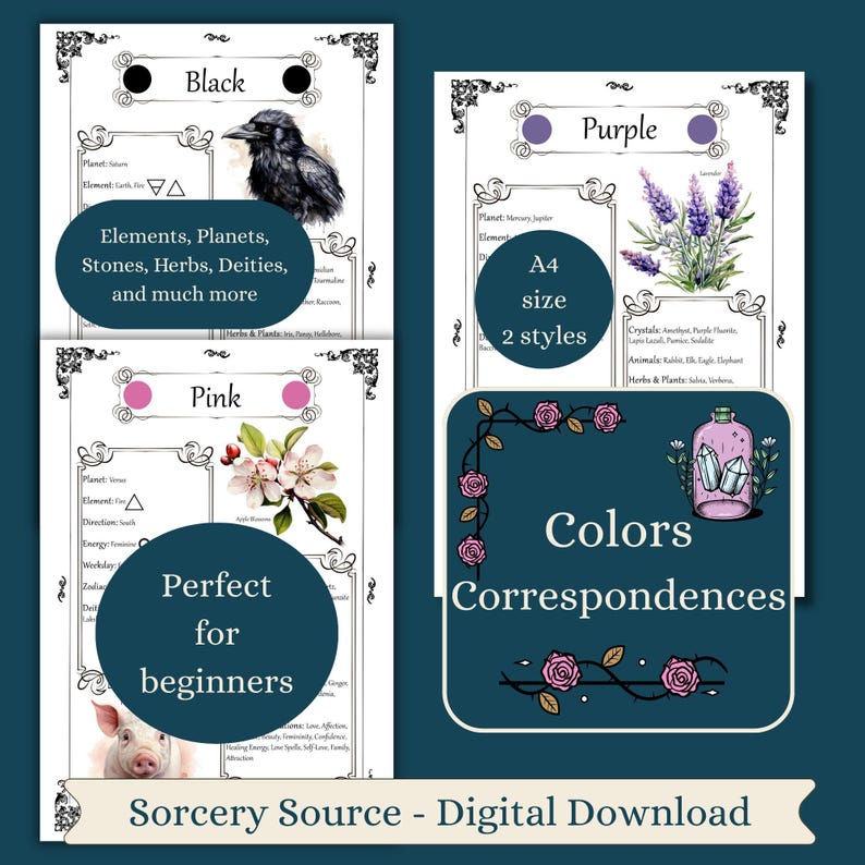 Colors Correspondences, Colors in Magic, Book of Shadows Grimoire Pages ...