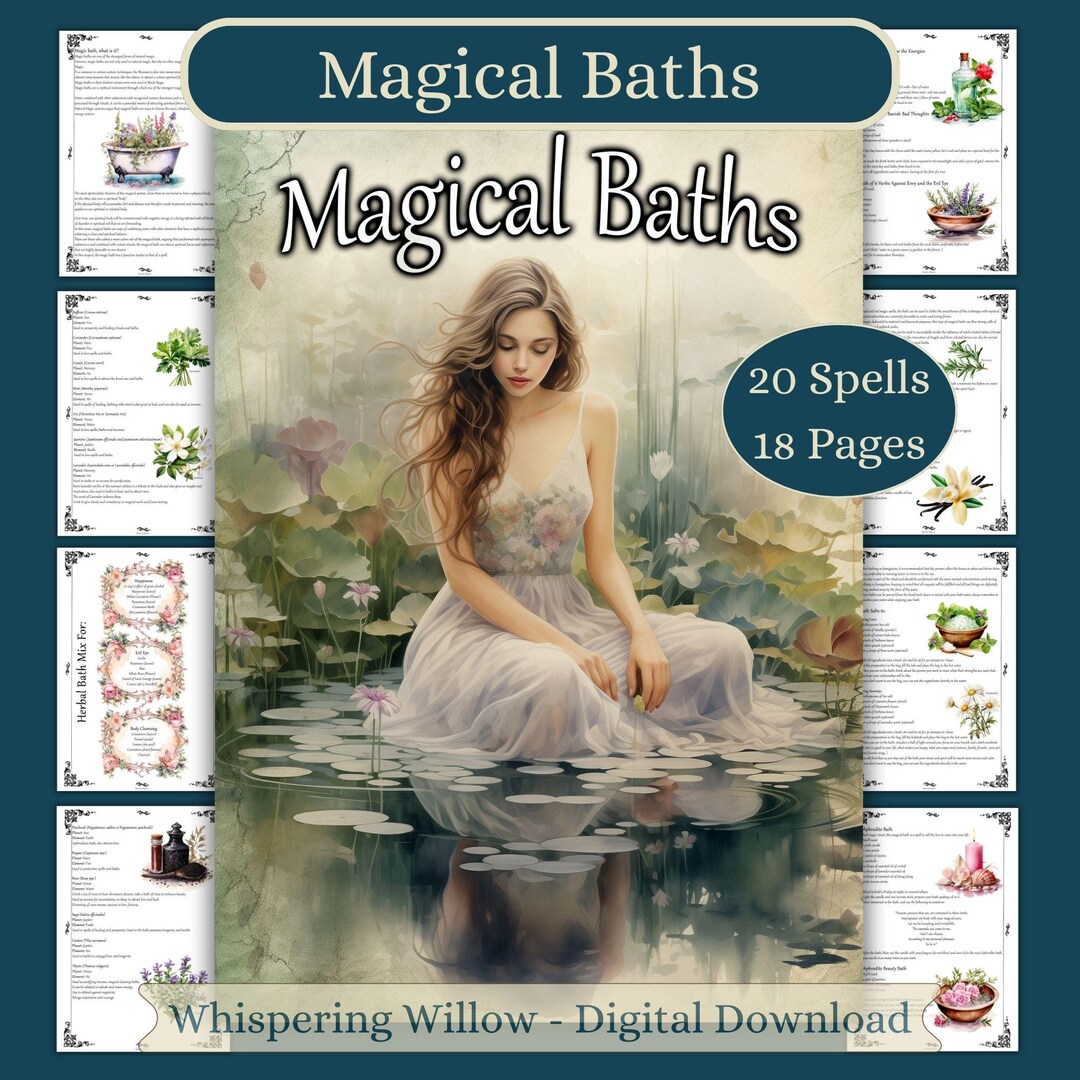 Magical Baths Spells & Recipes: Book of Shadows Grimoire Pages (PDF ...