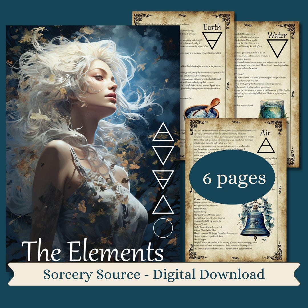 The Five Elements Intro for Your Book of Shadows, Grimoire Pages for ...