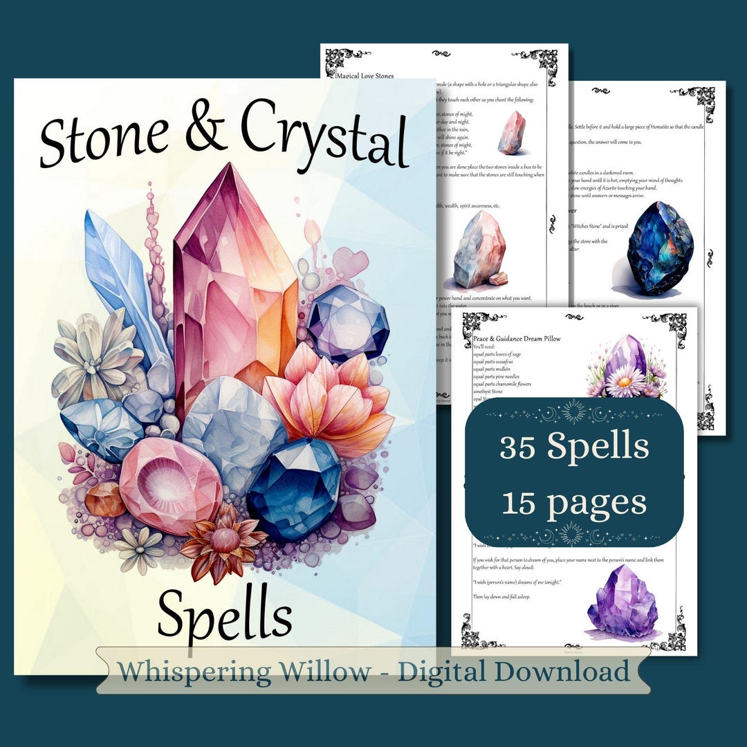 Stone & Crystal Spells: Book of Shadows Grimoire Pages (PDF Digital ...
