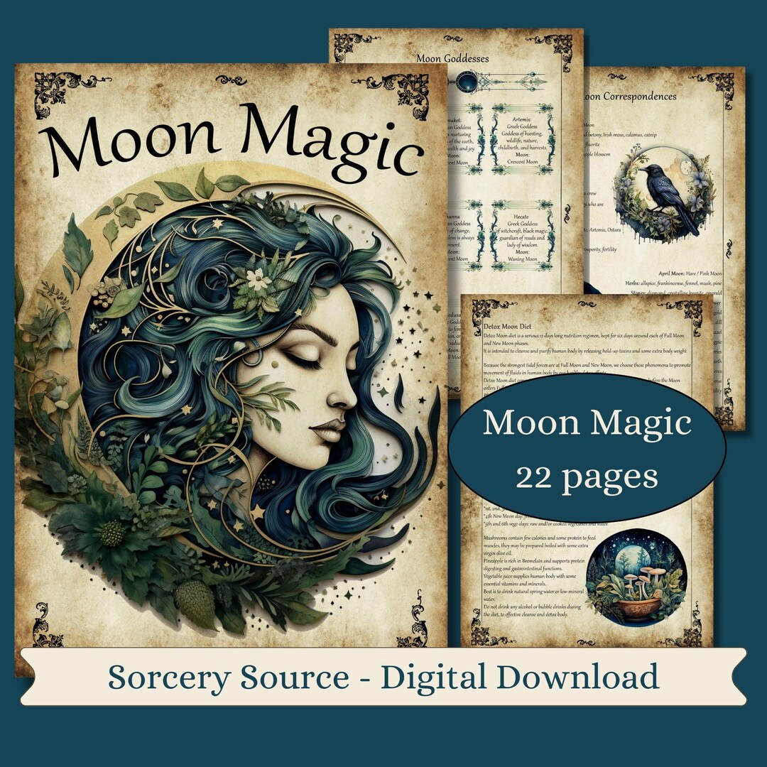 Moon Magic Book of Shadows Grimoire Pages, Moon Witch BOS Pages - Etsy