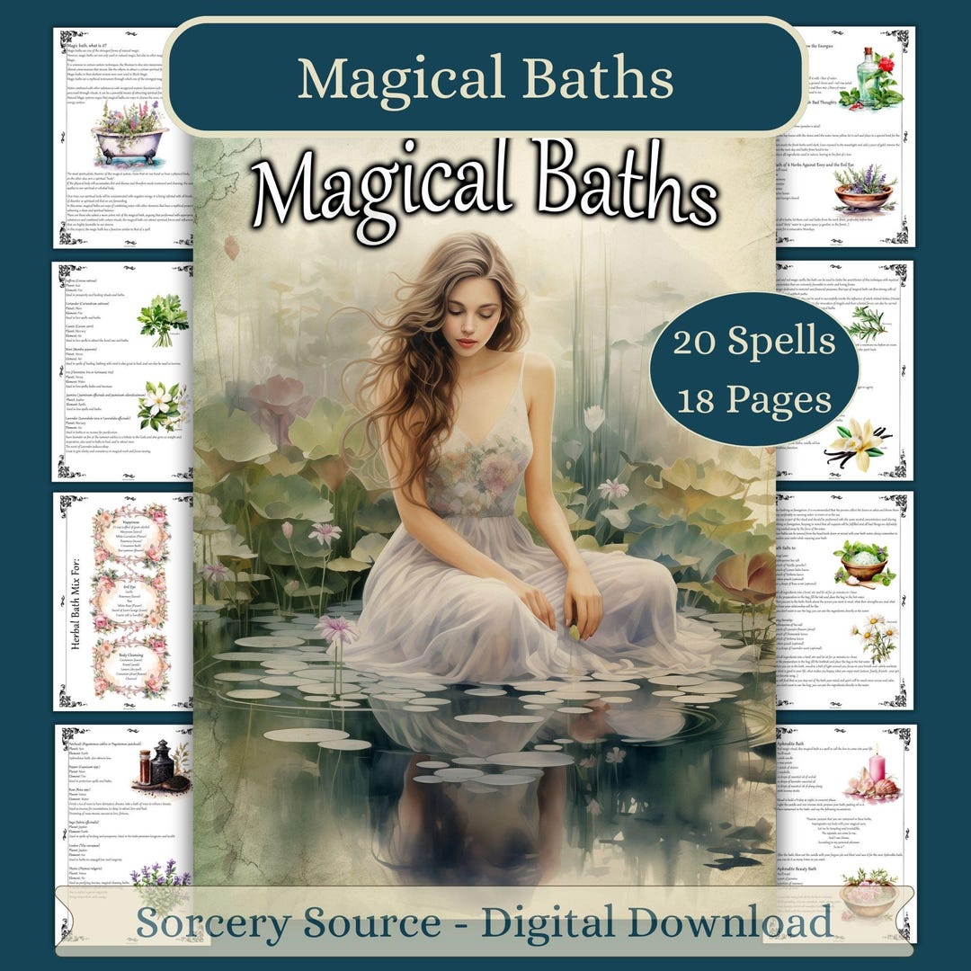 Magical Baths Spells & Recipes: Book of Shadows Grimoire Pages (PDF ...