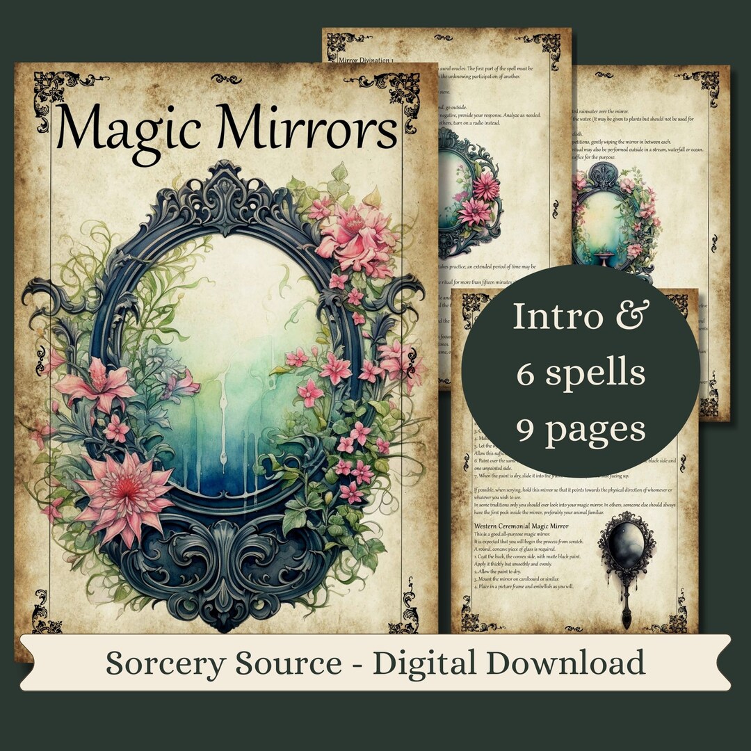Magic Mirrors, Book of Shadows Grimoire Pages, BOS Pages, Mirror Spells ...
