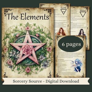 The Five Elements Intro for Your Book of Shadows, Grimoire Pages for ...