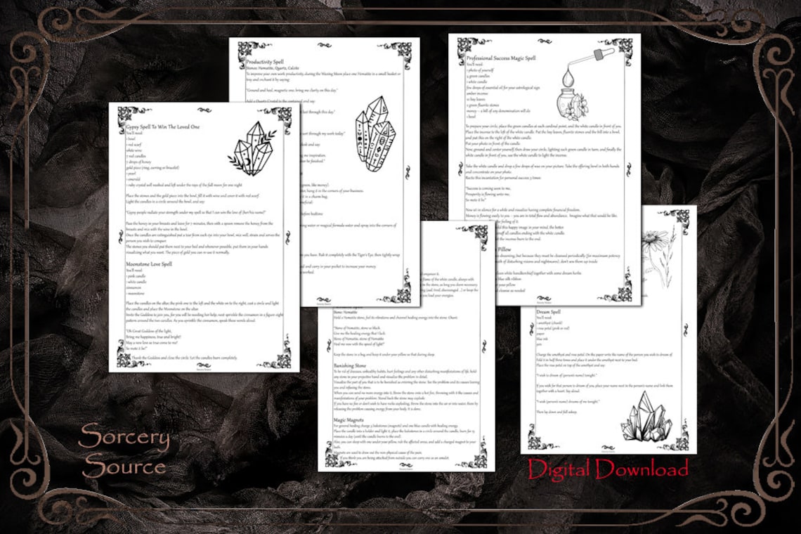 Stone Crystal Spells Spell Books Book of Shadows - Etsy