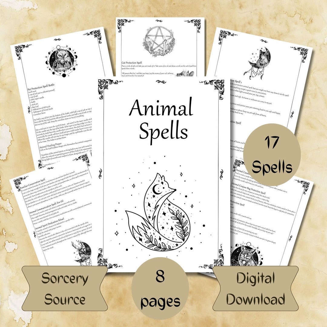 Animal Spells Digital Book Witchcraft BOS Pages Grimoire - Etsy