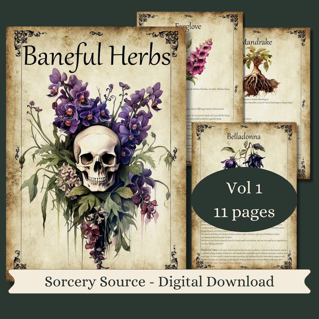 Baneful Herbs, 10 Toxic Poisonous Plants, Book of Shadows Grimoire ...