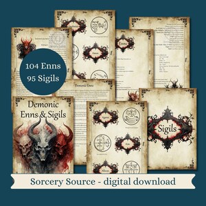 Demonic Enns & Sigils Book of Shadows Grimoire Pages, Demonolatry BOS ...
