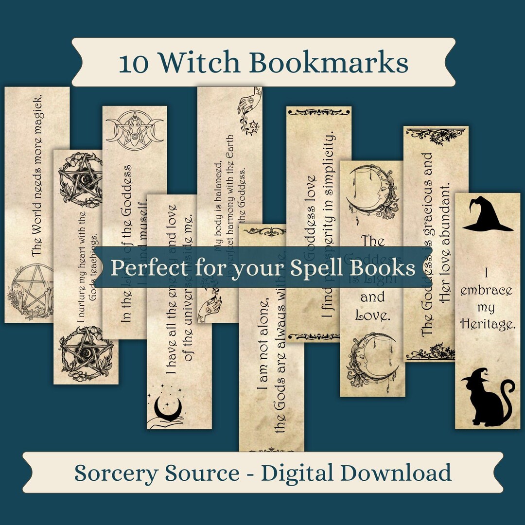 10 Witch Bookmarks for Spell Books, Book of Shadows & Grimoire, BOS ...