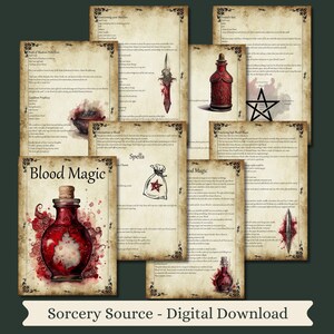 Blood Magic 10 Spells, Book of Shadows Grimoire Pages, Baby Witch ...
